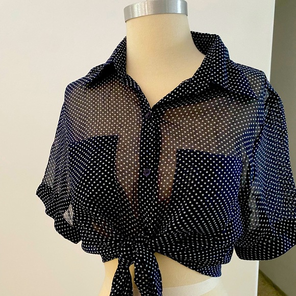 Millau | Tops | Millau Sheer Picks Dot Pin Up Sheet Top | Poshmark